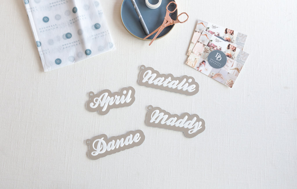 Acrylic Double Layered Name Tags – Delovely Details